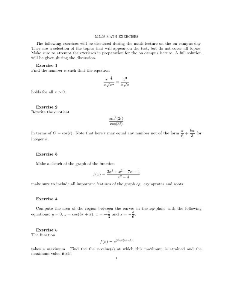 Math On Campus Preparation 2 | PDF