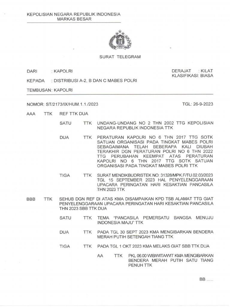 ST 2173 Hum.1.1. 2023 Pedoman Upacara Hapsak TH 2023 | PDF