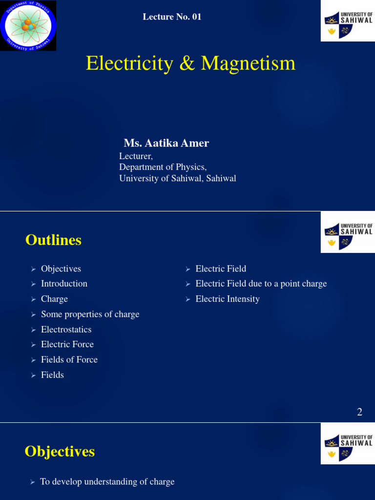 EMT Lecture 1 | PDF | Electric Charge | Field (Physics)