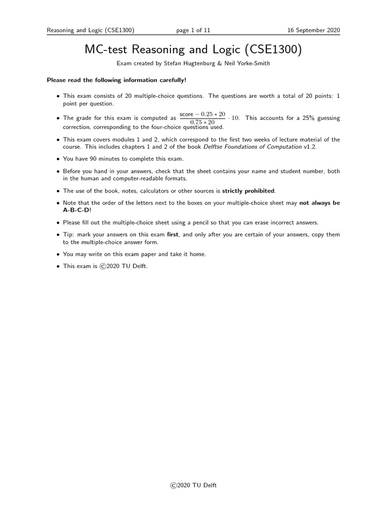 MC Test 2020-2021 Answers | PDF