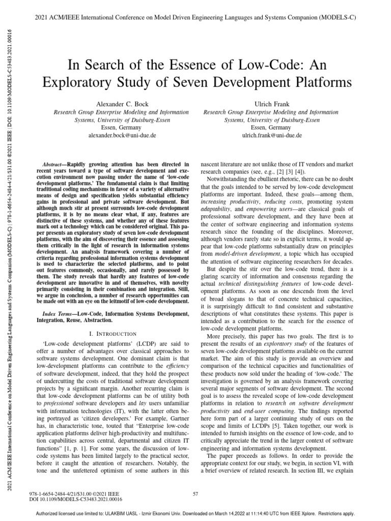 In Search Of The Essence Of Low Code An Exploratory
