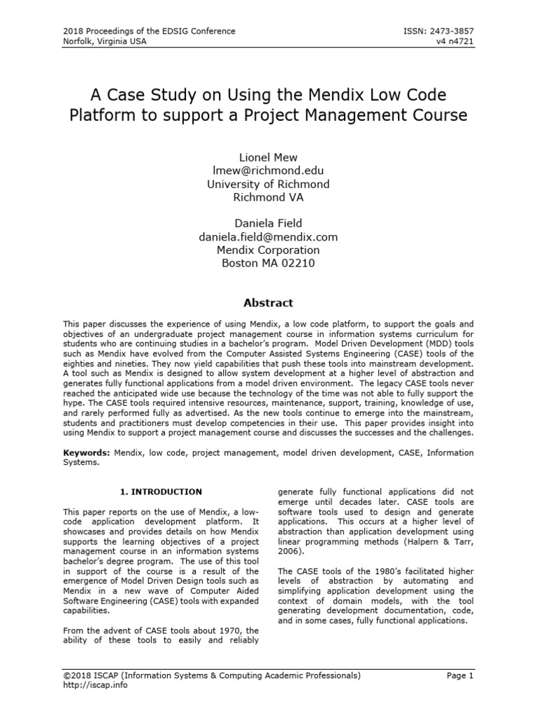 A-Case-Study-on-Using-the-Mendix-Platform | PDF | Databases | Software Development