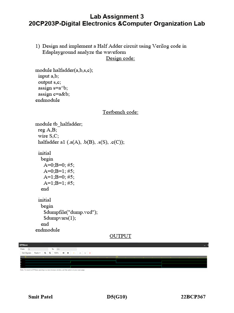 22BCP367 DECO Assignment 5 | PDF | Electronic Circuits | Electronics