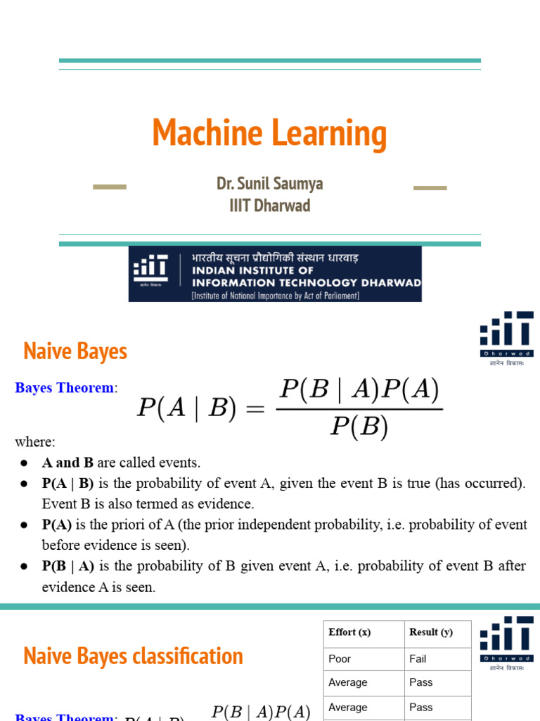 ML-Unit I - Naive Bayes | PDF