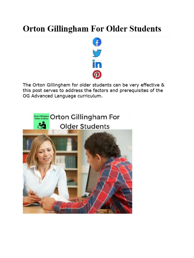 Orton Gillingham for Older Students | PDF | Language Arts & Discipline
