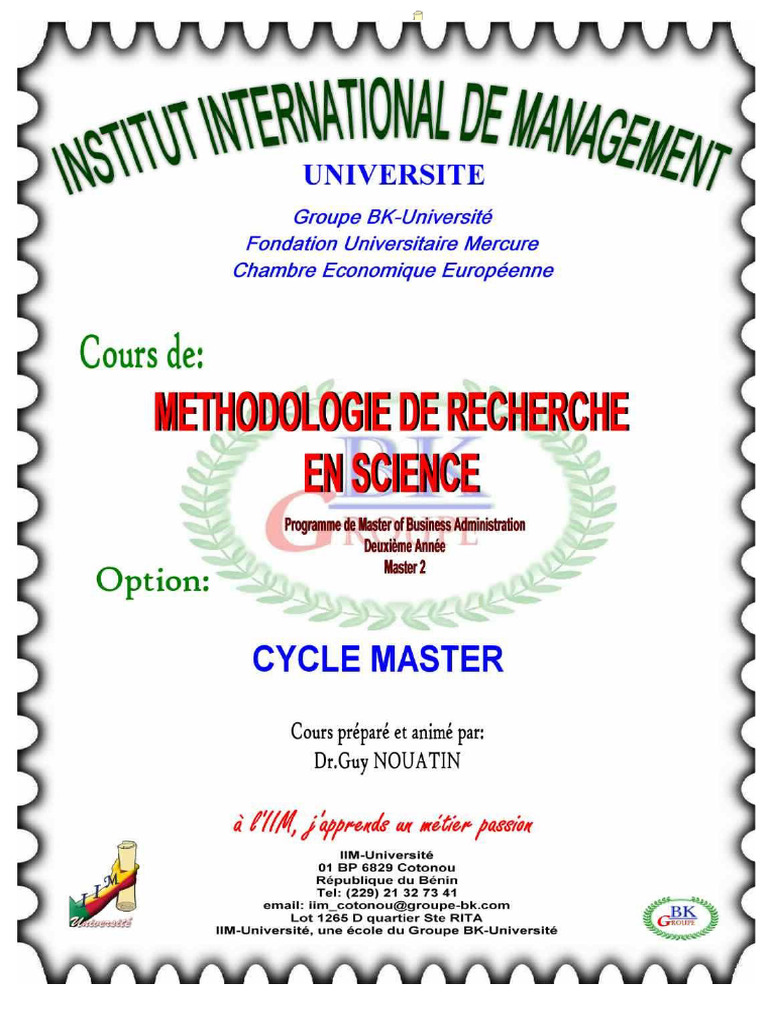 Cours de Méthodologie de Recherche | PDF | Science | Épistémologie