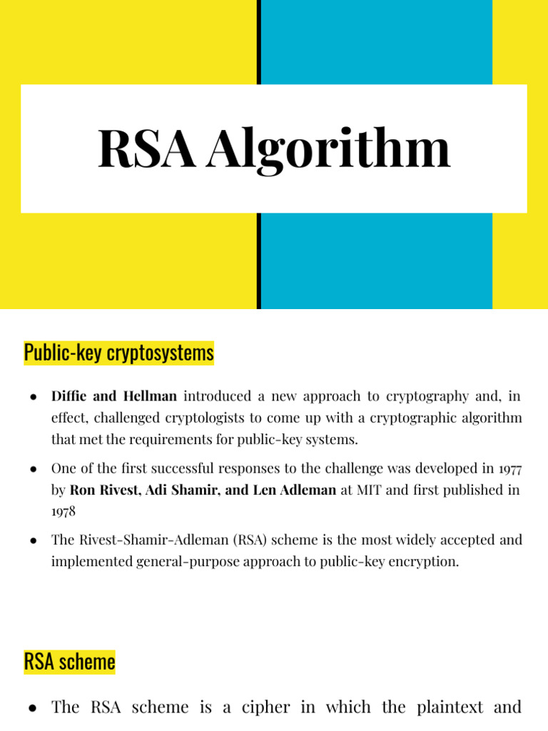 RSA Algorithm - Unit 3 | PDF | Cryptography | Public Key Cryptography
