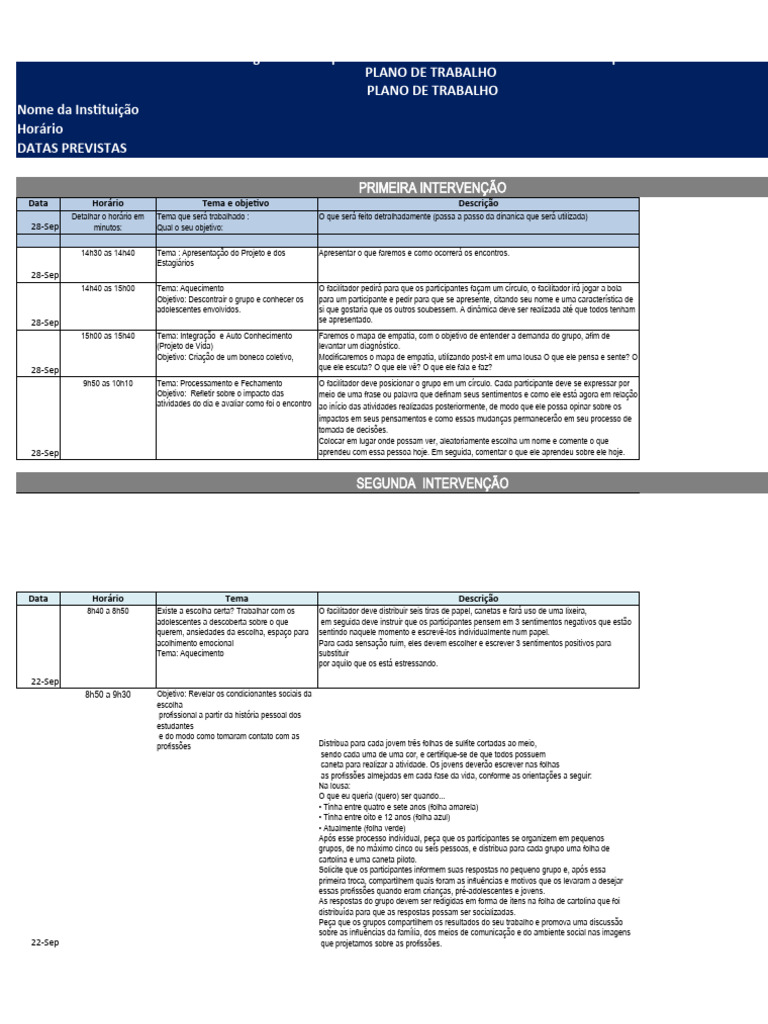Plano de Trabalho - 2 Sem 2023 - Modelo | PDF