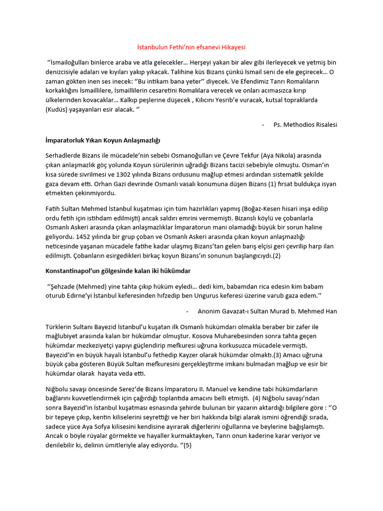 İstanbulun Fethi'nin Efsanevi Hikayesi | PDF İstanbulun Fethi'nin Efsanevi Hikayesi | PDF