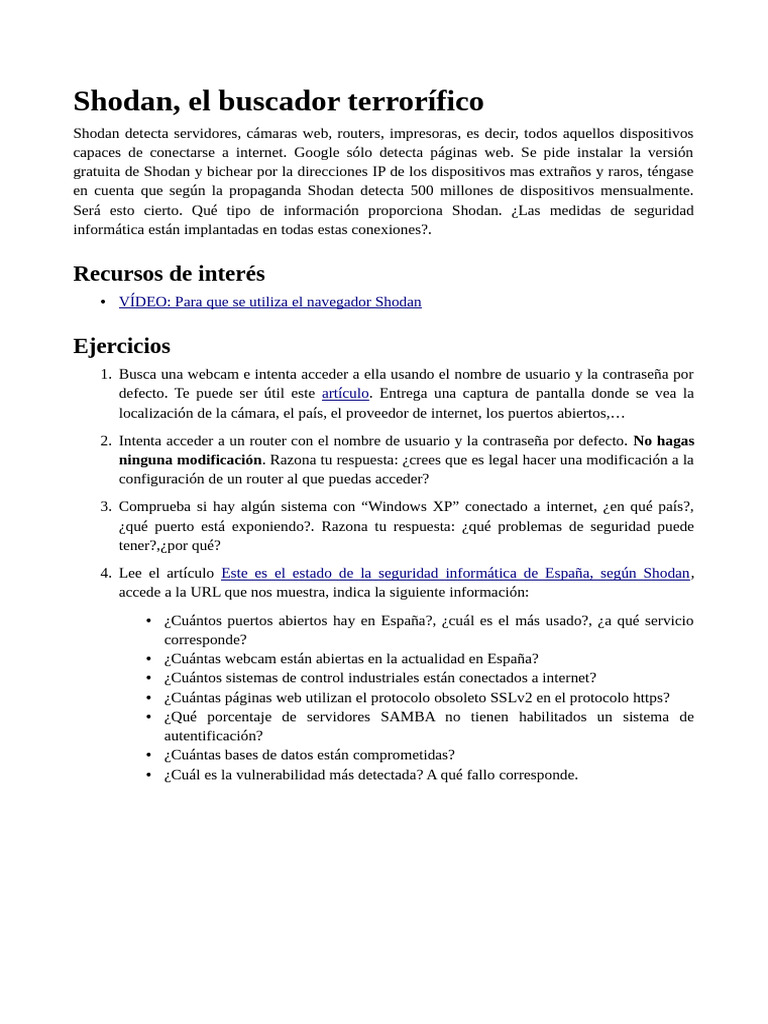Shodan | PDF | Juegos y actividades | Informática