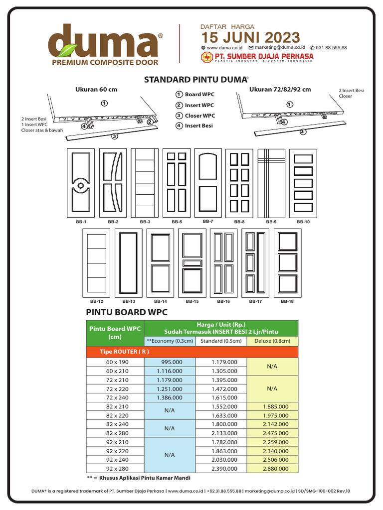 Price List Duma Door 15 JUNI 2023 U | PDF