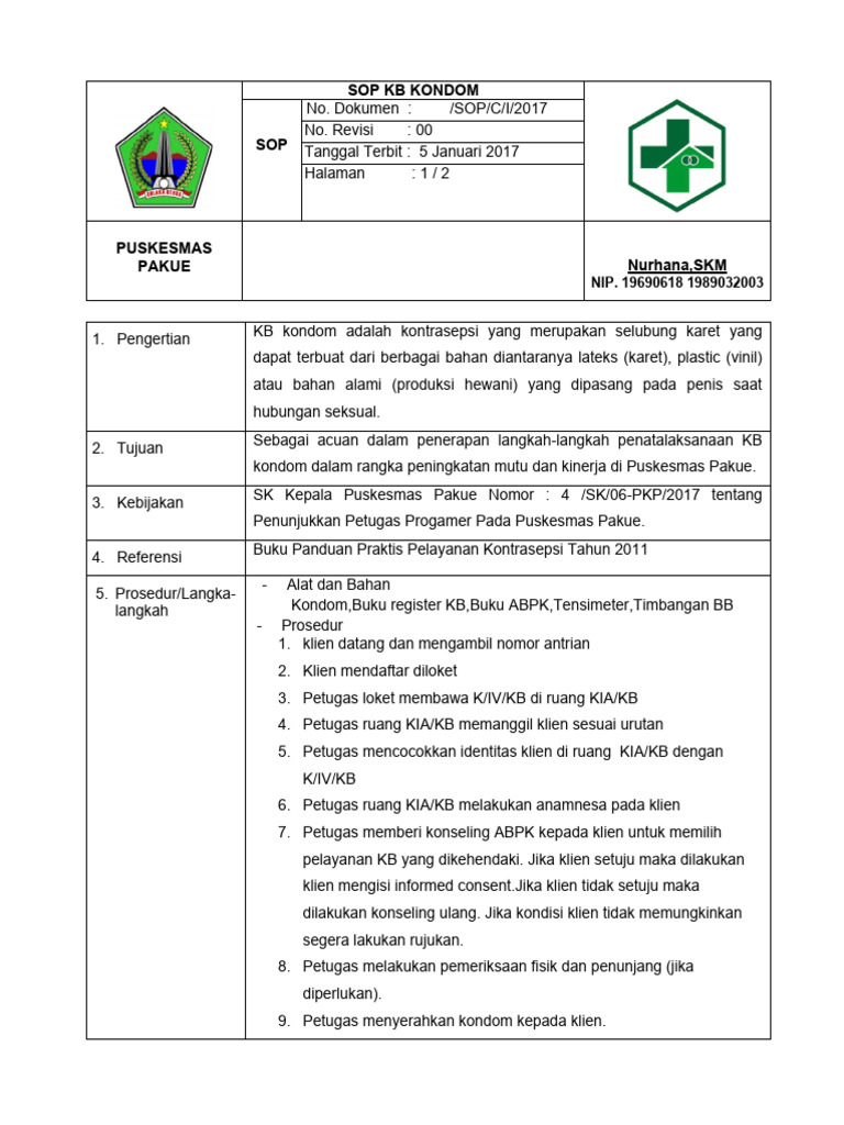 Sop KB Kondom | PDF