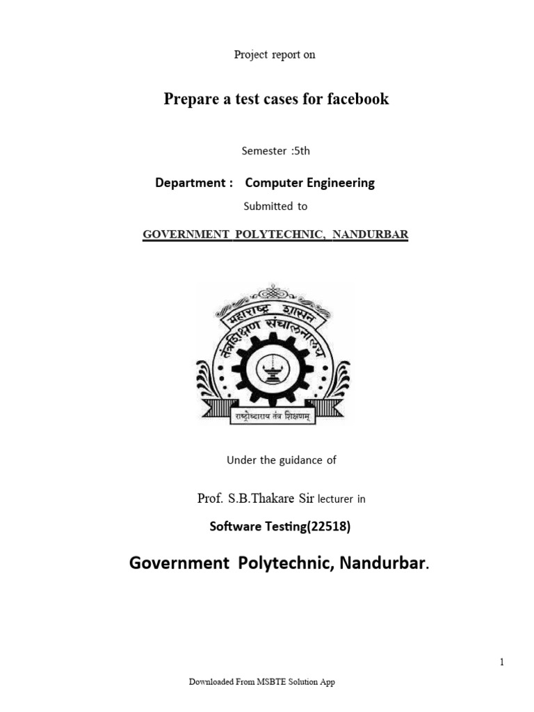 Project Report On Pdf Software Testing Computing