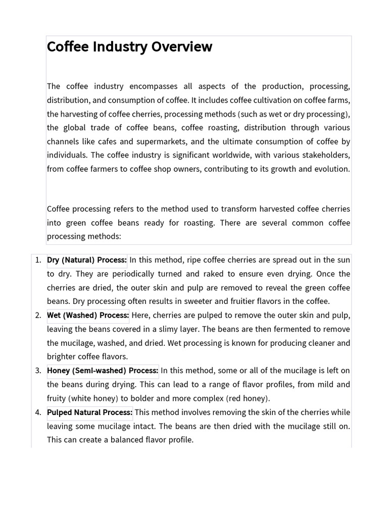 Coffee Industry Overview | PDF | Coffee | Drink