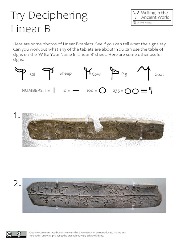 03b - Decipher Linear B Student Sheet | PDF 03b - Decipher Linear B Student Sheet | PDF