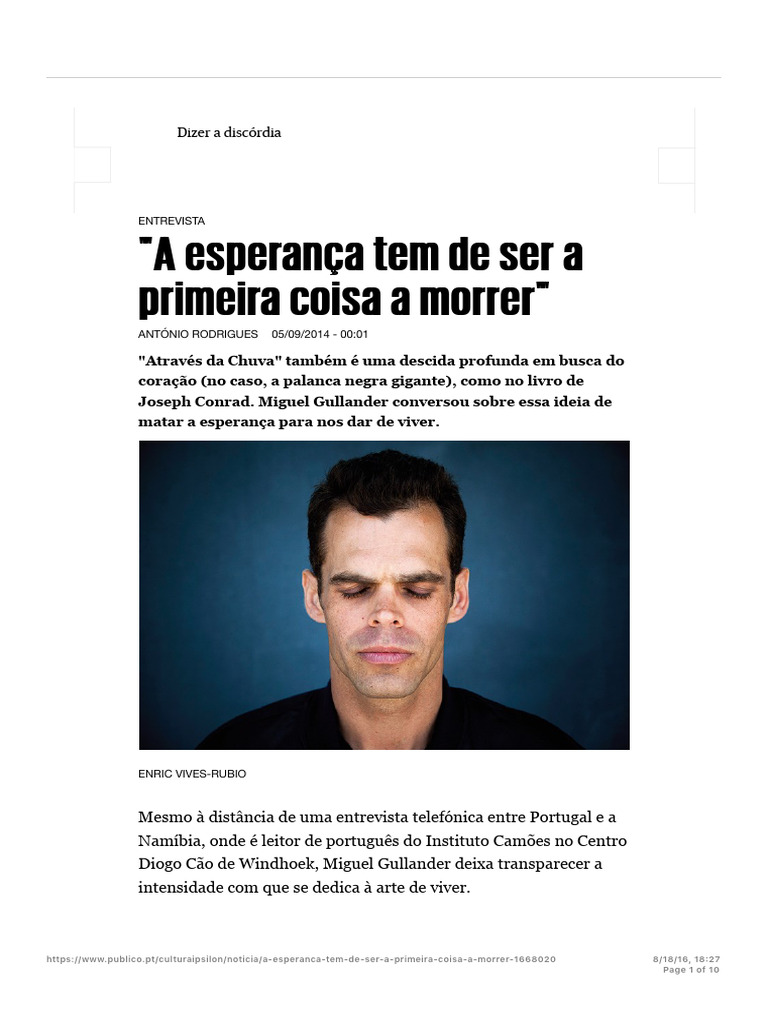 A Esperança Tem de Ser A Primeira Coisa A Morrer - PÚBLICO | PDF