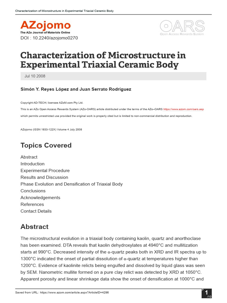 Characterization of Microstructure in Experimental Triaxial Ceramic ...
