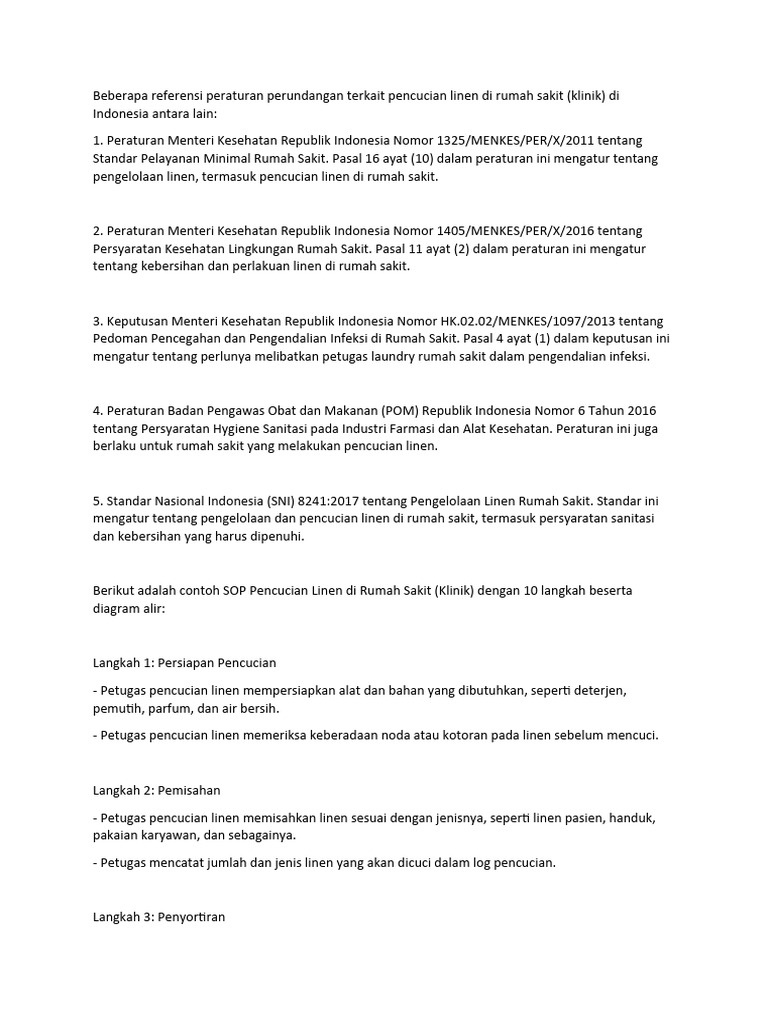 SOP Pencucian Linen RS-Klinik | PDF