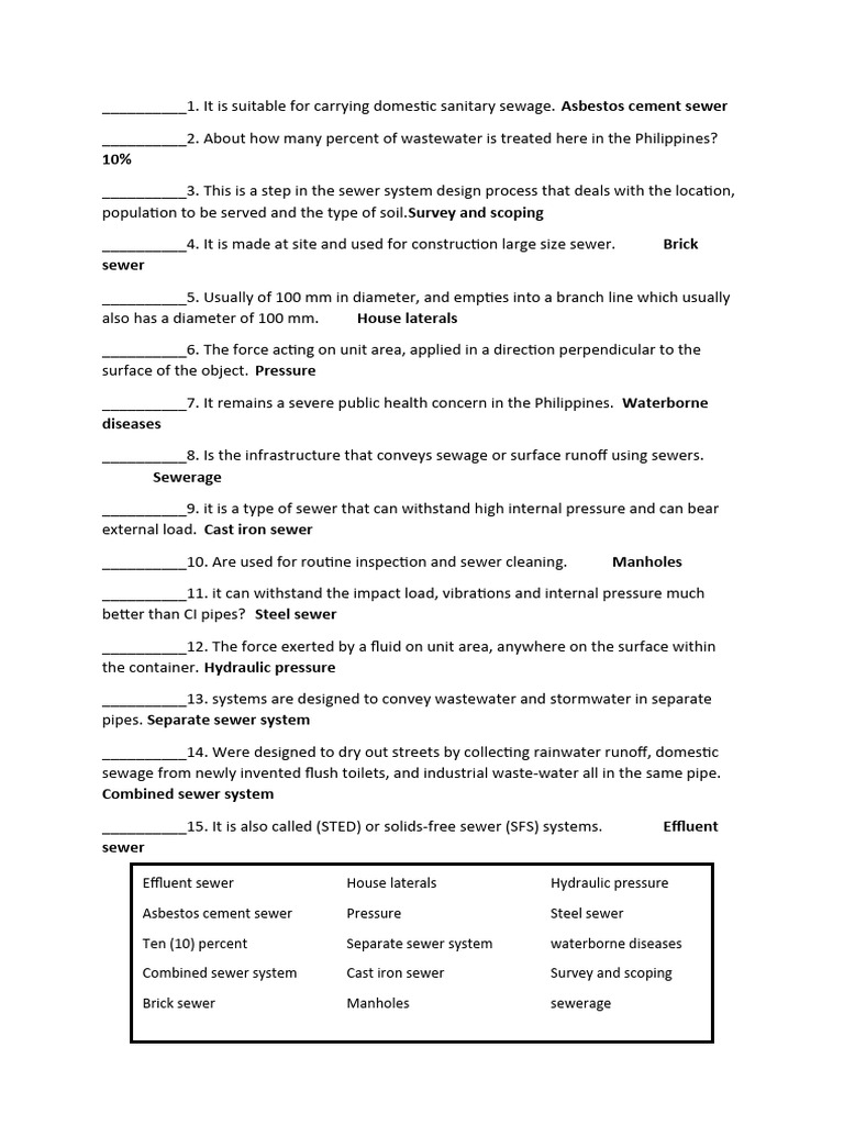 2nd Exam (Elec.3) | PDF | Sewerage | Sanitary Sewer