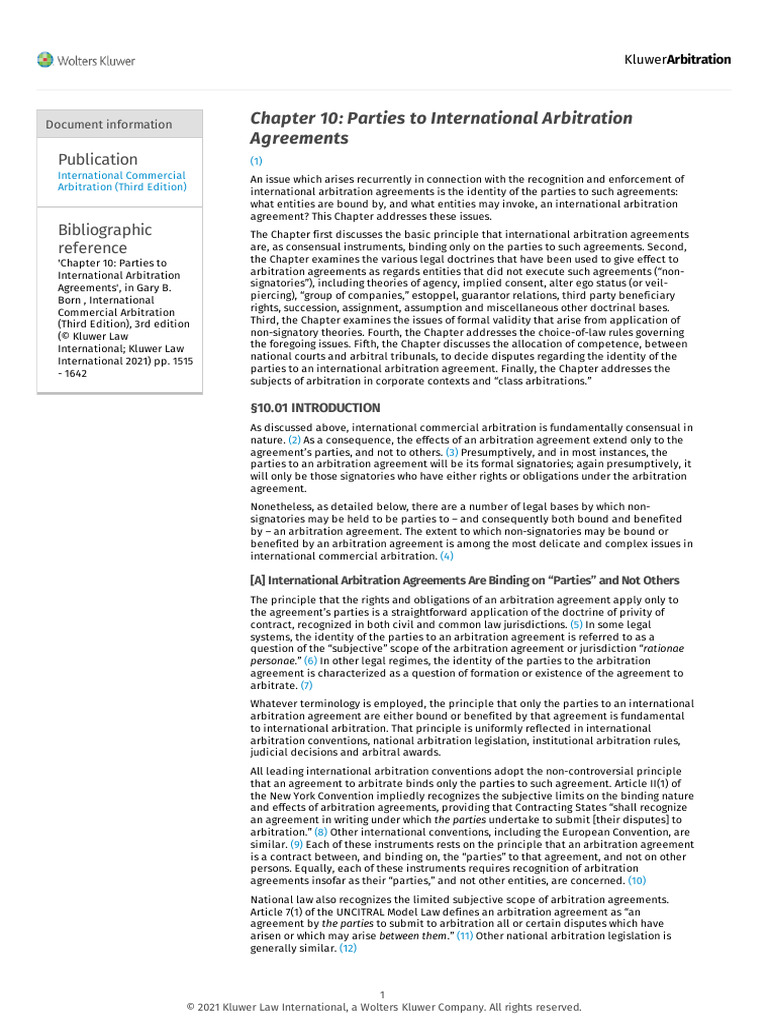 Chapter 10 Parties To International Arbitration Agreements Pdf