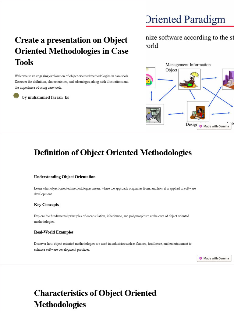 Create A Presentation On Object Oriented Methodologies In Case Tools Pdf Object Oriented