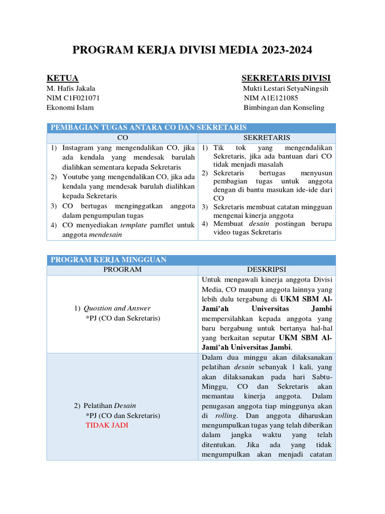 Tugas Divisi Media 2023-2024 | PDF