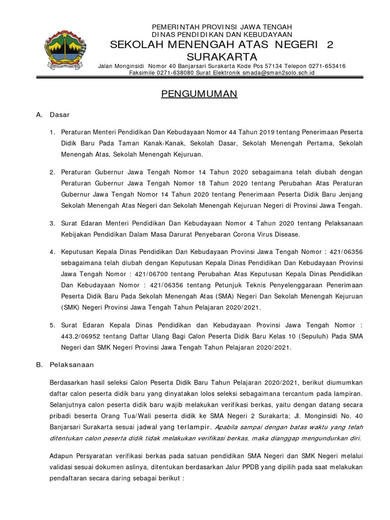 Petunjuk Daftar Ulang PPDB Sman 2 Surakarta | PDF Petunjuk Daftar Ulang PPDB Sman 2 Surakarta | PDF
