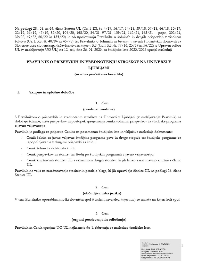 Pravilnik - o - Prispevkih - UL - 23 - 24 - Dopolnjen - 24 - 1 - 2023 - Podpisan | PDF