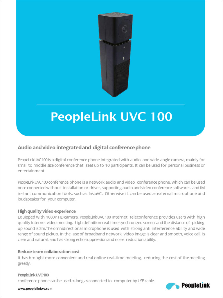 PeopleLink UVC 100 | PDF | Microphone | Loudspeaker