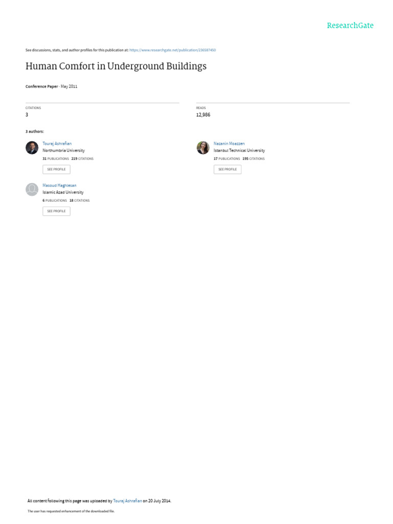 Human Comfort in Underground Buildings | PDF | Humidity | Ventilation ...