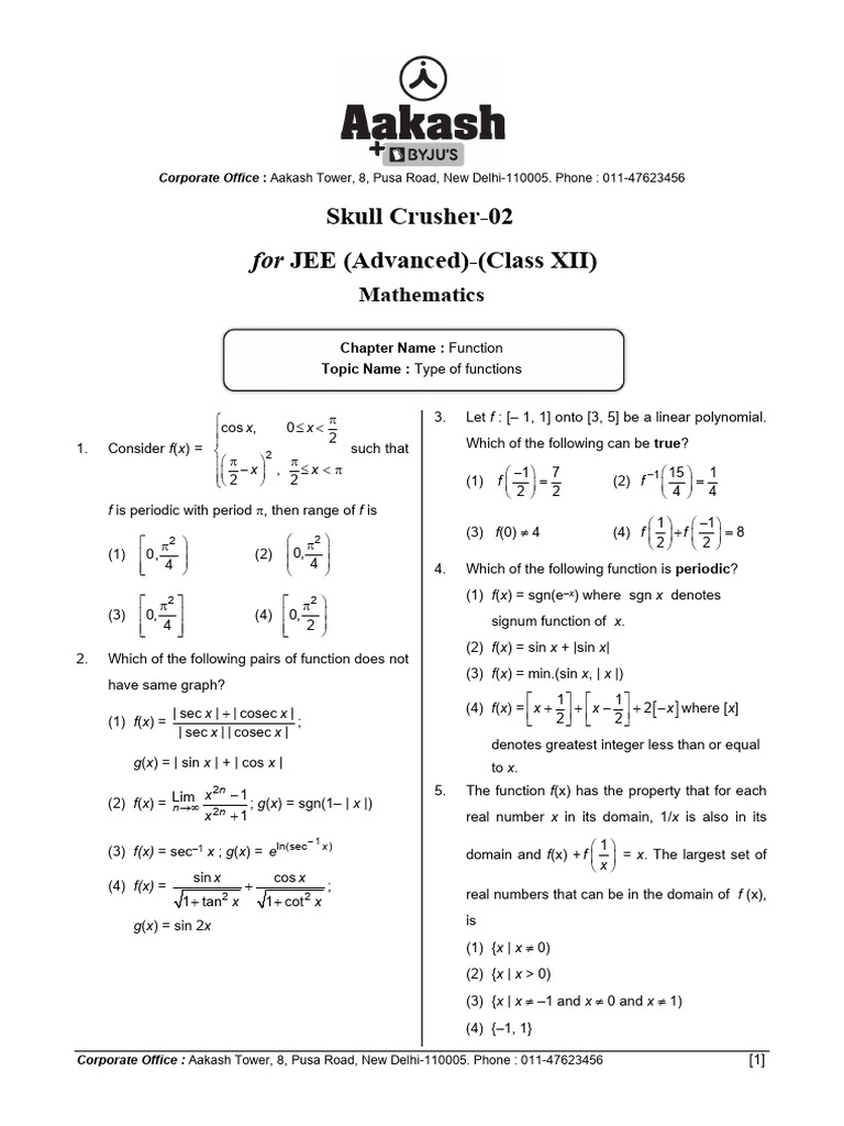 Skull Crusher - 02 - Class XII - JEE (Adv) - Mathematics | PDF
