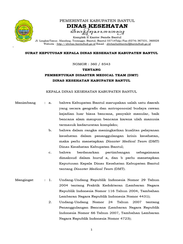 SK EMT Dinkes Kab. Bantul | PDF | Pengembangan Diri