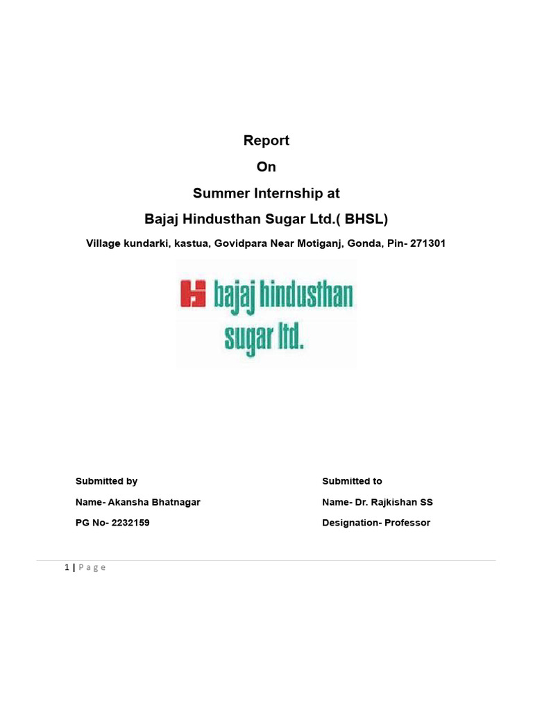 SIP Report by Akansha Bhatnagar | PDF | Sugarcane | Agriculture