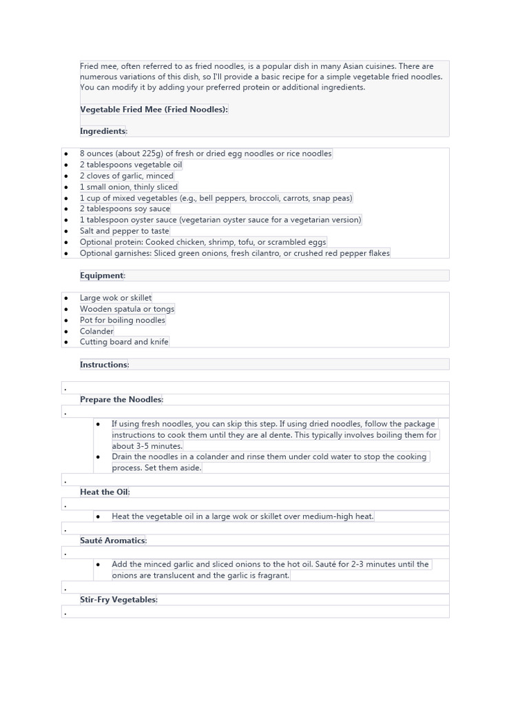 Fried Mee | PDF | Stir Frying | Tofu