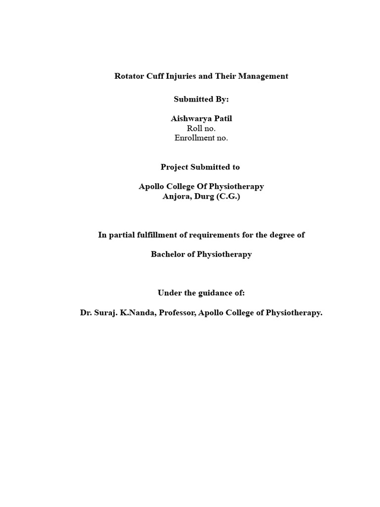 Rotator Cuff Injury Management Guide | PDF | Shoulder | Anatomical ...