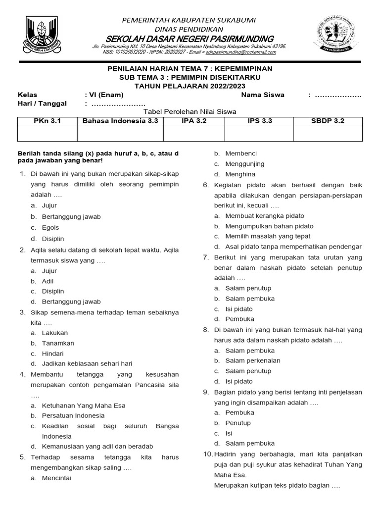 Soal PH T7 ST 1 | PDF