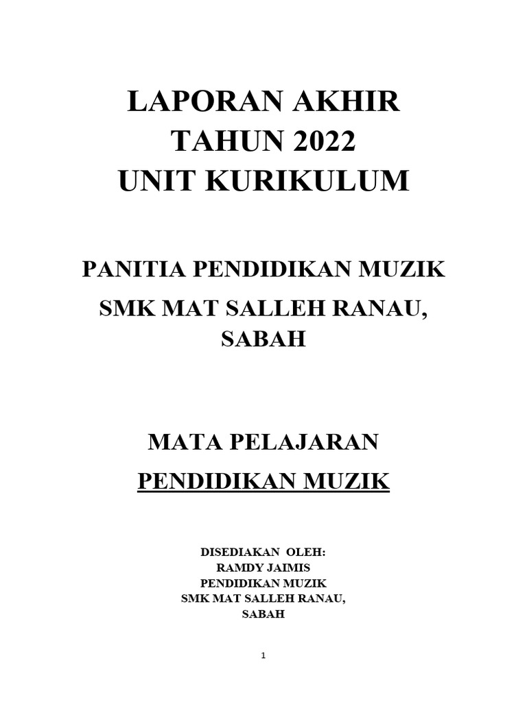 LAPORAN AKHIR TAHUN 2022 Pendidikan Muzik | PDF