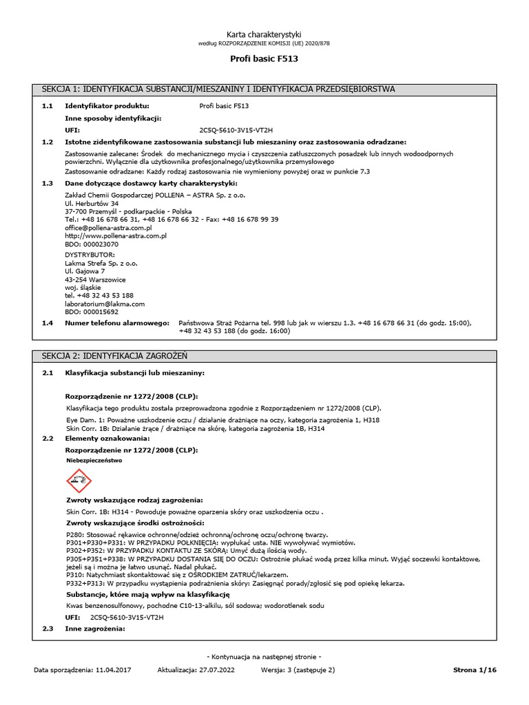 NEW - Karta Charakterystyki Profi Basic f513 .878.clp - III | PDF