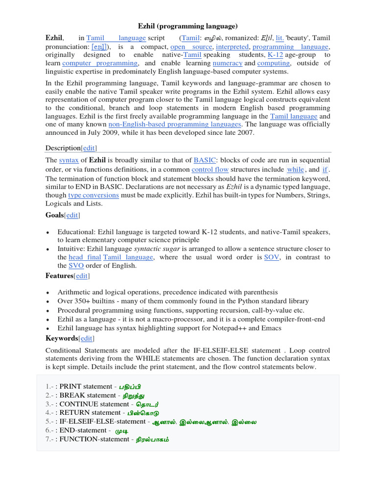 Ezhil Programming | Download Free PDF | Control Flow | Computer Engineering