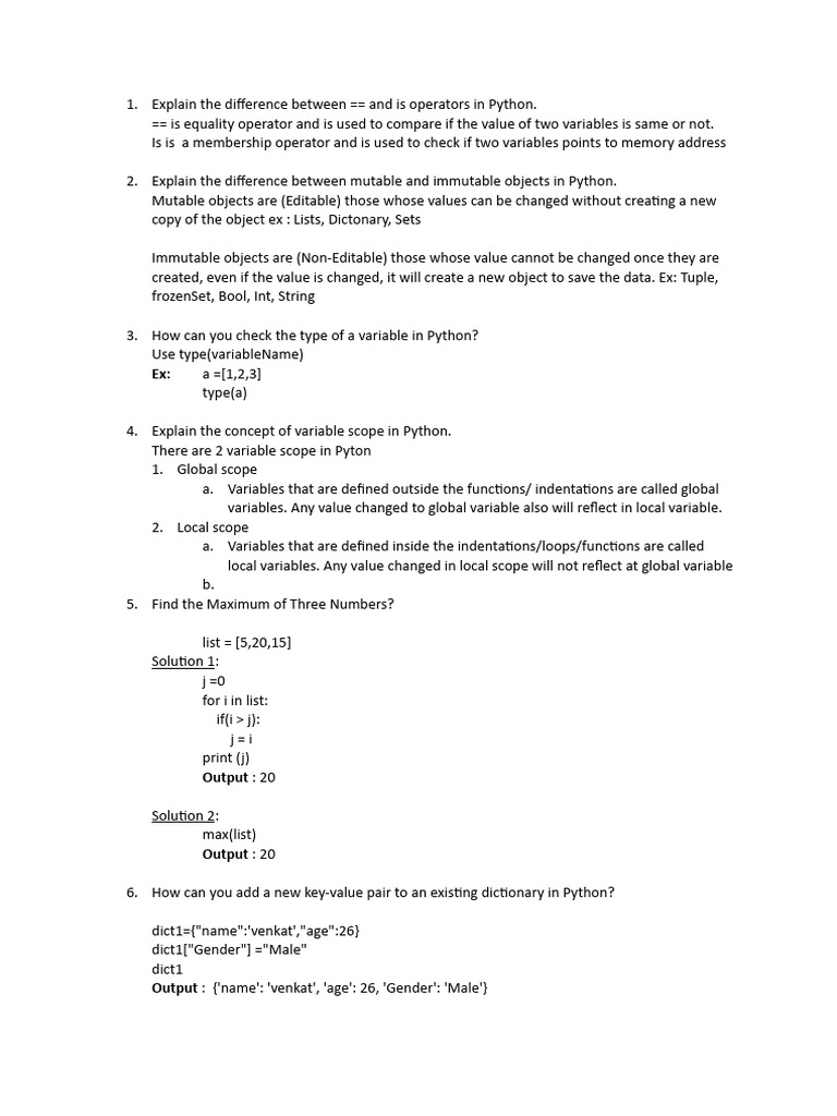 Python Interview Questions | PDF