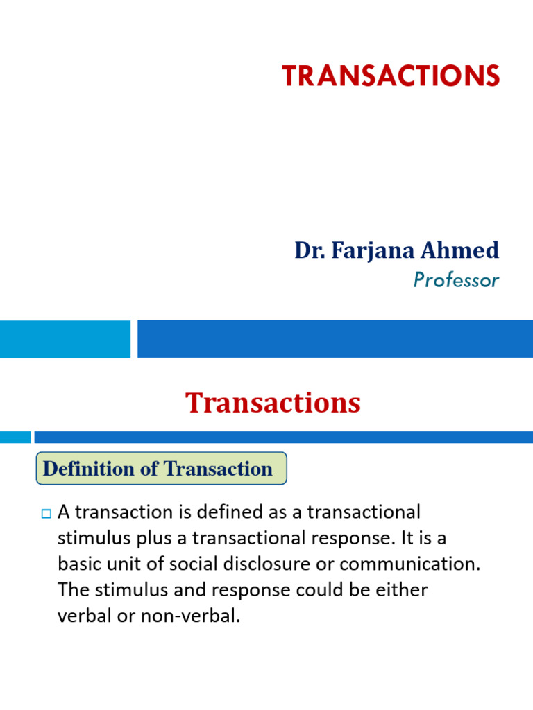 TRANSACTIONS | PDF | Communication | Nonverbal Communication