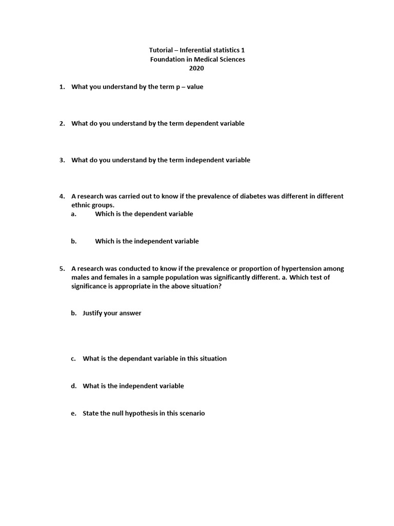 Tutorial Inferential Statistics 1 | PDF | Statistical Significance | Statistics