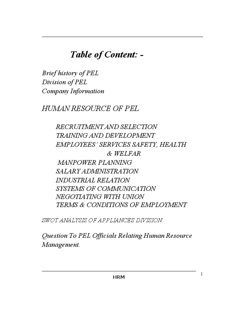 PEL Human Resource Management Overview | PDF