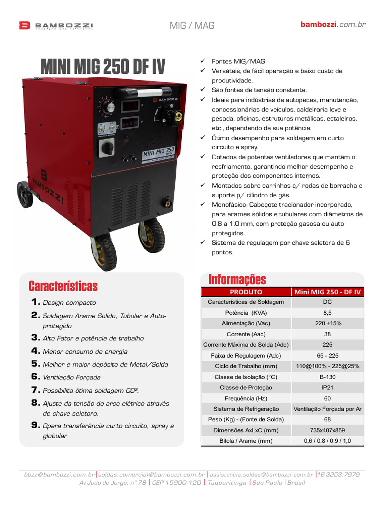 Mini MIG 250: Manual e Especificações | PDF | Rede elétrica ...