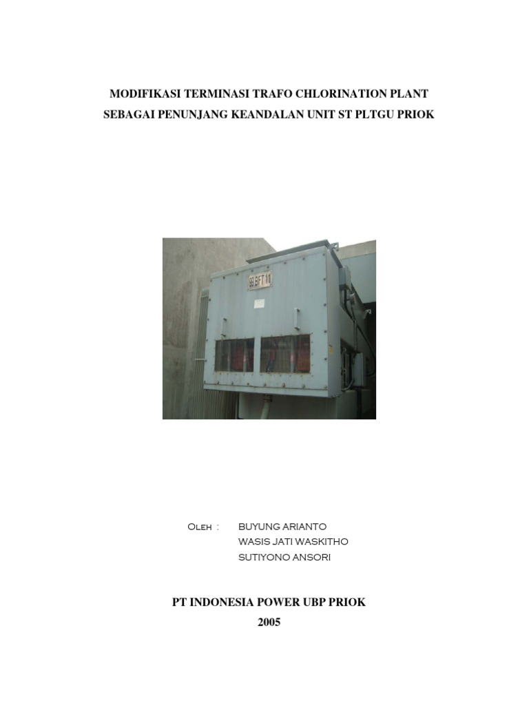 Modifikasi Terminasi Trafo Chlorination Plant | PDF
