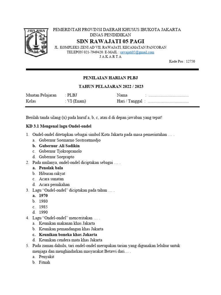 PTS PLBJ KLS 6 22-23 | PDF