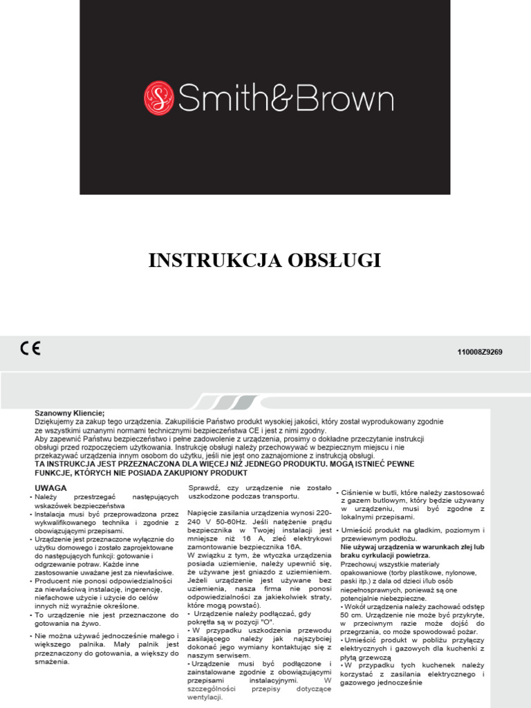 Instrukcja Obslugi SMITH BROWN SHO G461 BP4 | PDF