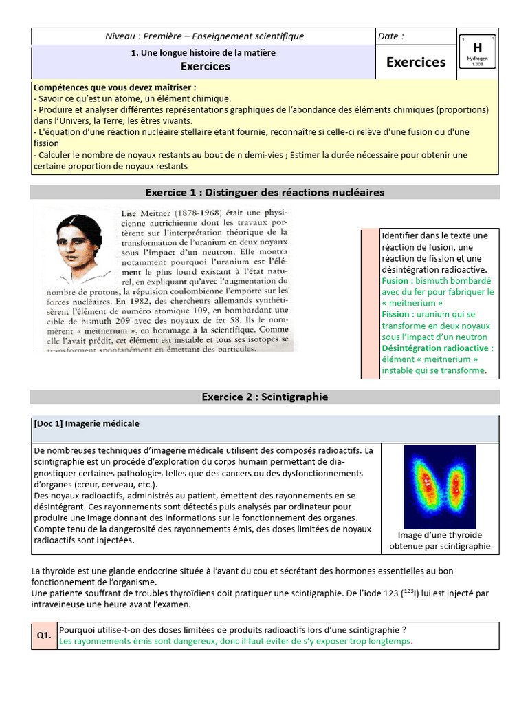 Chap1 - (Exo) Eléments Chimiques - Correction | PDF