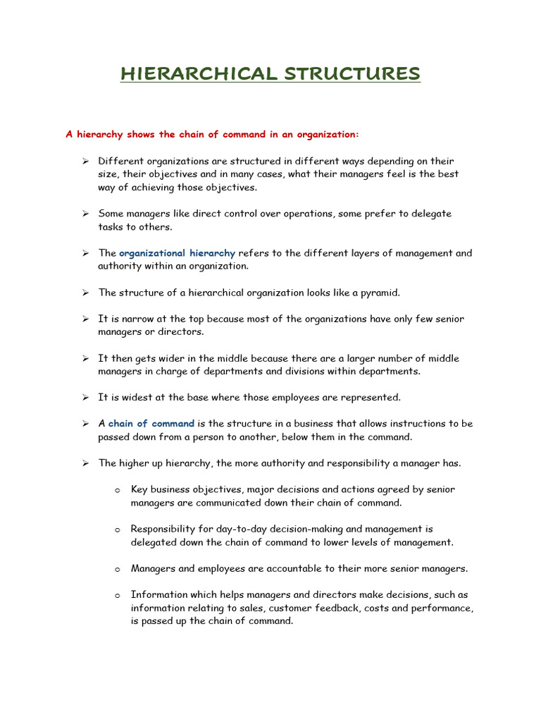 Organization & Management - Hierarchical Structures | PDF ...