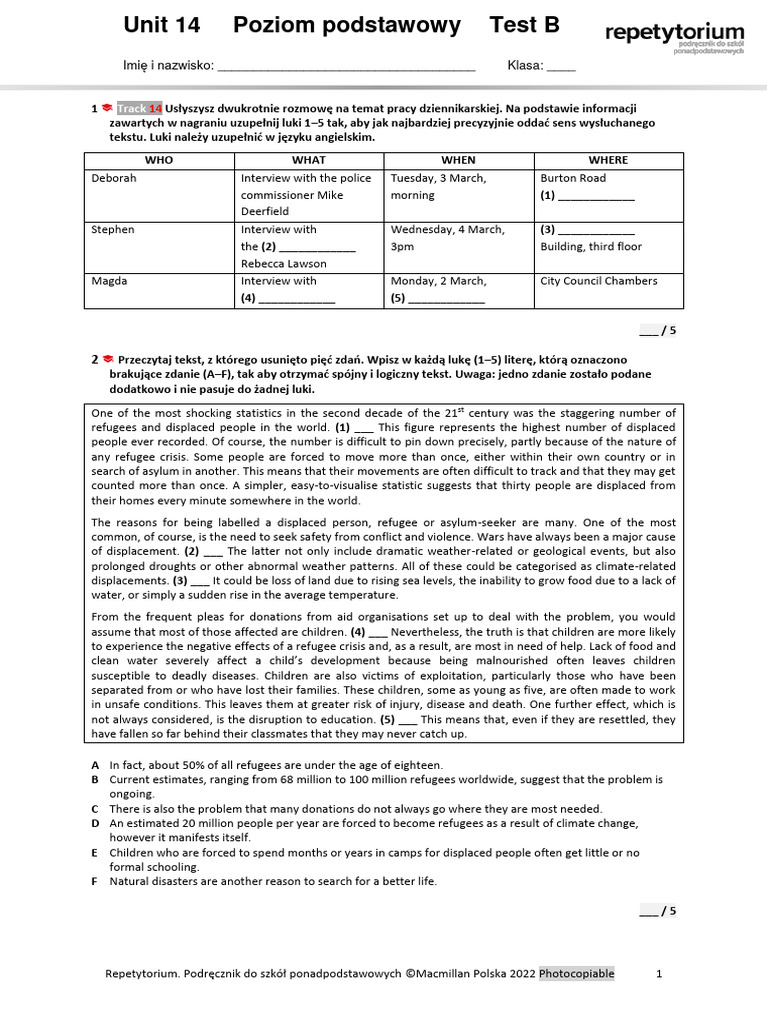 U14 Test PP GR B | PDF